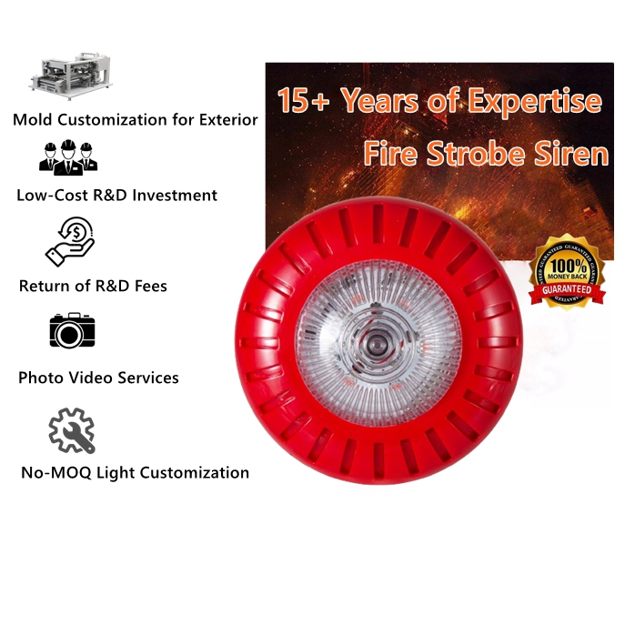 Conventional Fire Alarm Horn/Strobe Siren CE RED Color 24VDC Multi-tone ...